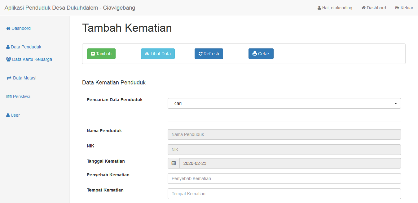 Source Code PHP Aplikasi Kependudukan Desa Berbasis Web
