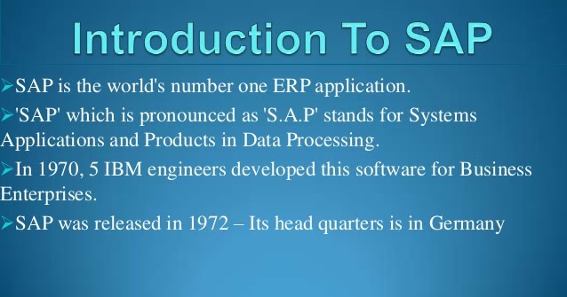 SAP INSTITUTE: Introduction of SAP