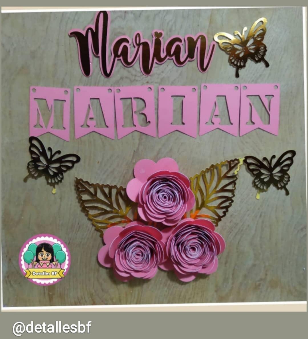 Topper Doble Capa con Banderín y Flores Marian - Mis Toppers Tus Toppers