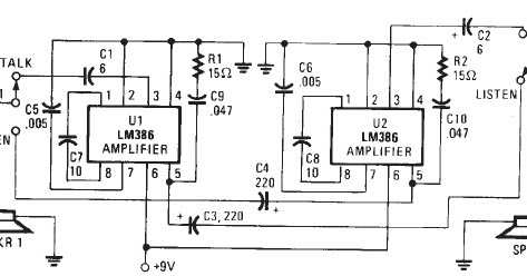 Simple Intercom schematic with LM386