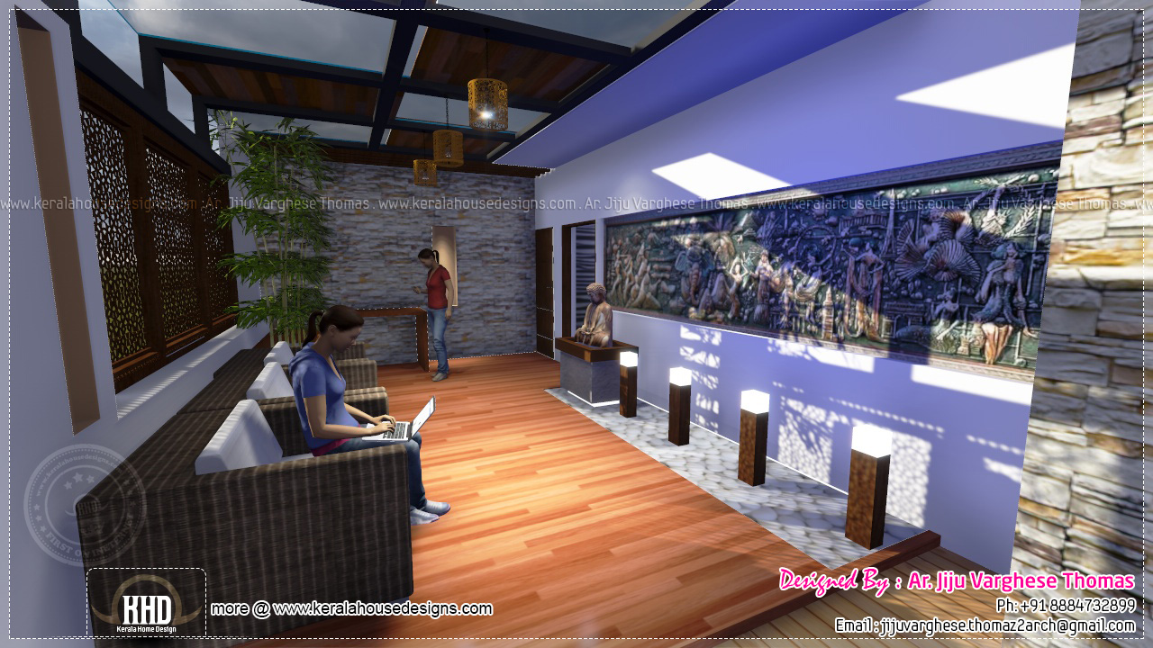 Home theater and spillover space interiors | Home Kerala Plans