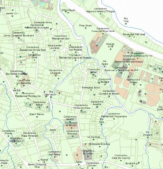 Escazu News: Mapa General del Cantón de Escazú,( Escazu Centro, San ...