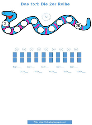 1x1 Üben mit der Rechenschlange, Arbeitsblätter kostenlos als PDF speichern