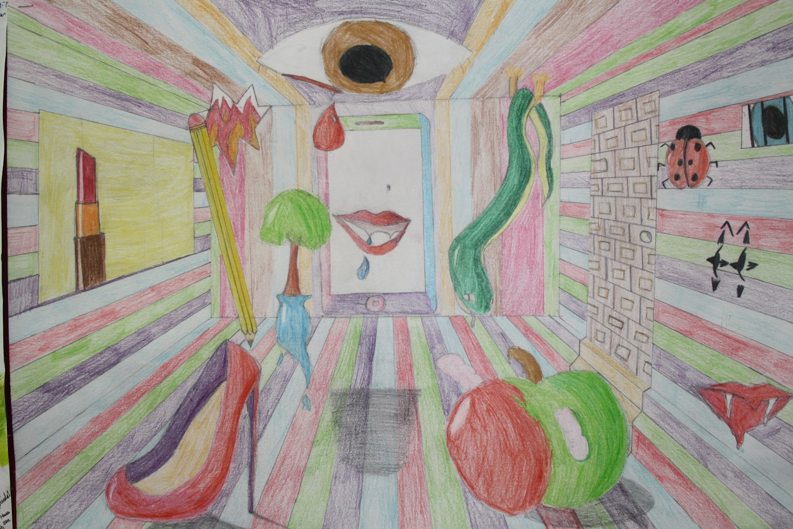 Art - Year 9 Blog: One point perspective drawing combined with Surrealism.