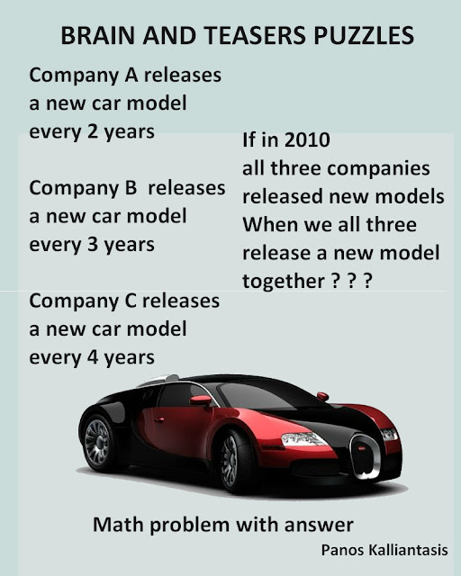 Brain teasers and puzzles: A math puzzle with new car models