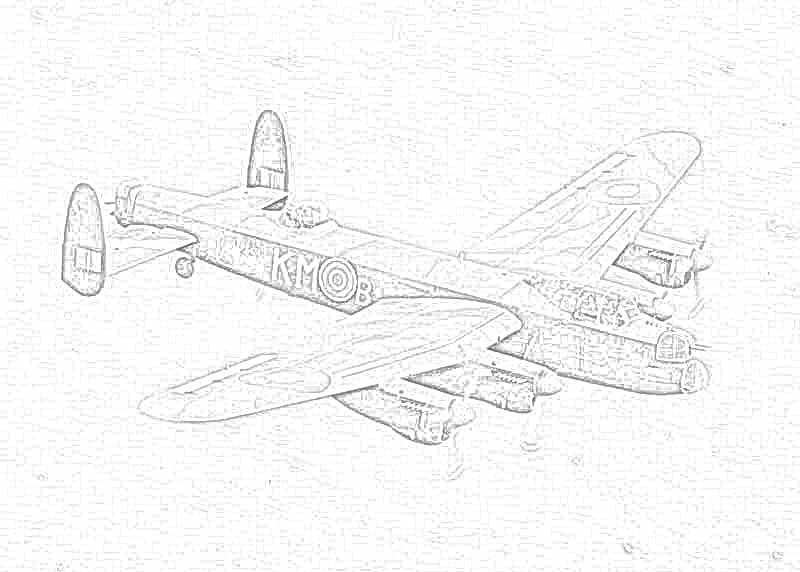 Lancaster Bomber Sketch Coloring Page
