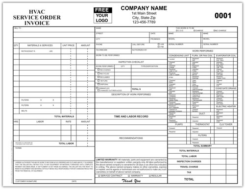 Hvac Service Order Forms - Invoice Template
