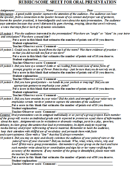 3mt Rubric Score Sheet