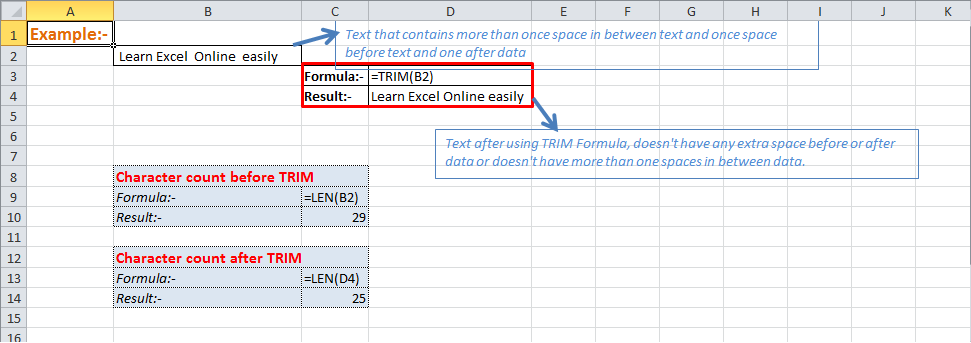 Trim Formula With Example Ms Excel ~ Excel Tips And Tricks