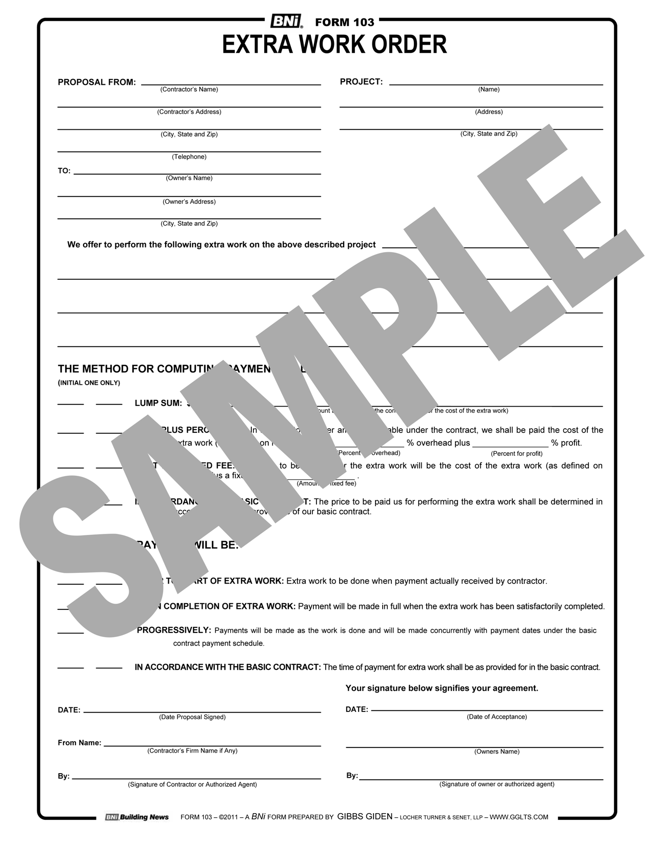 Extra Work Order - Invoice Template