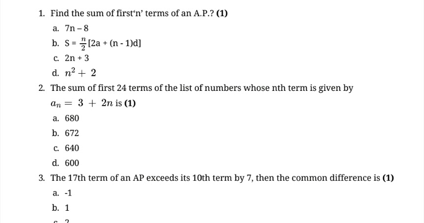 Arithmetic Progression worksheet-2
