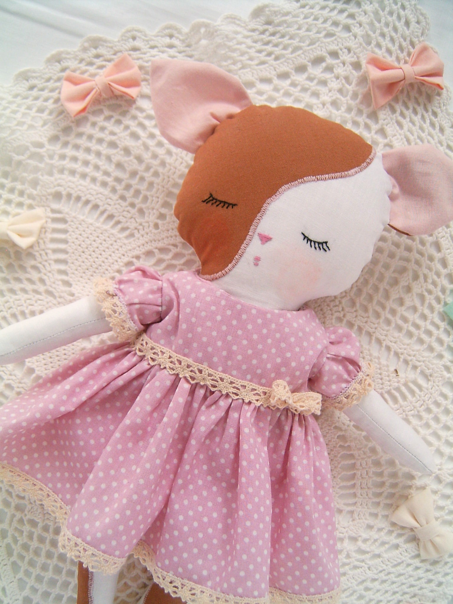 Baba, Kézműves baba , kézzel készült baba: Cica kézműves baba - 34 cm