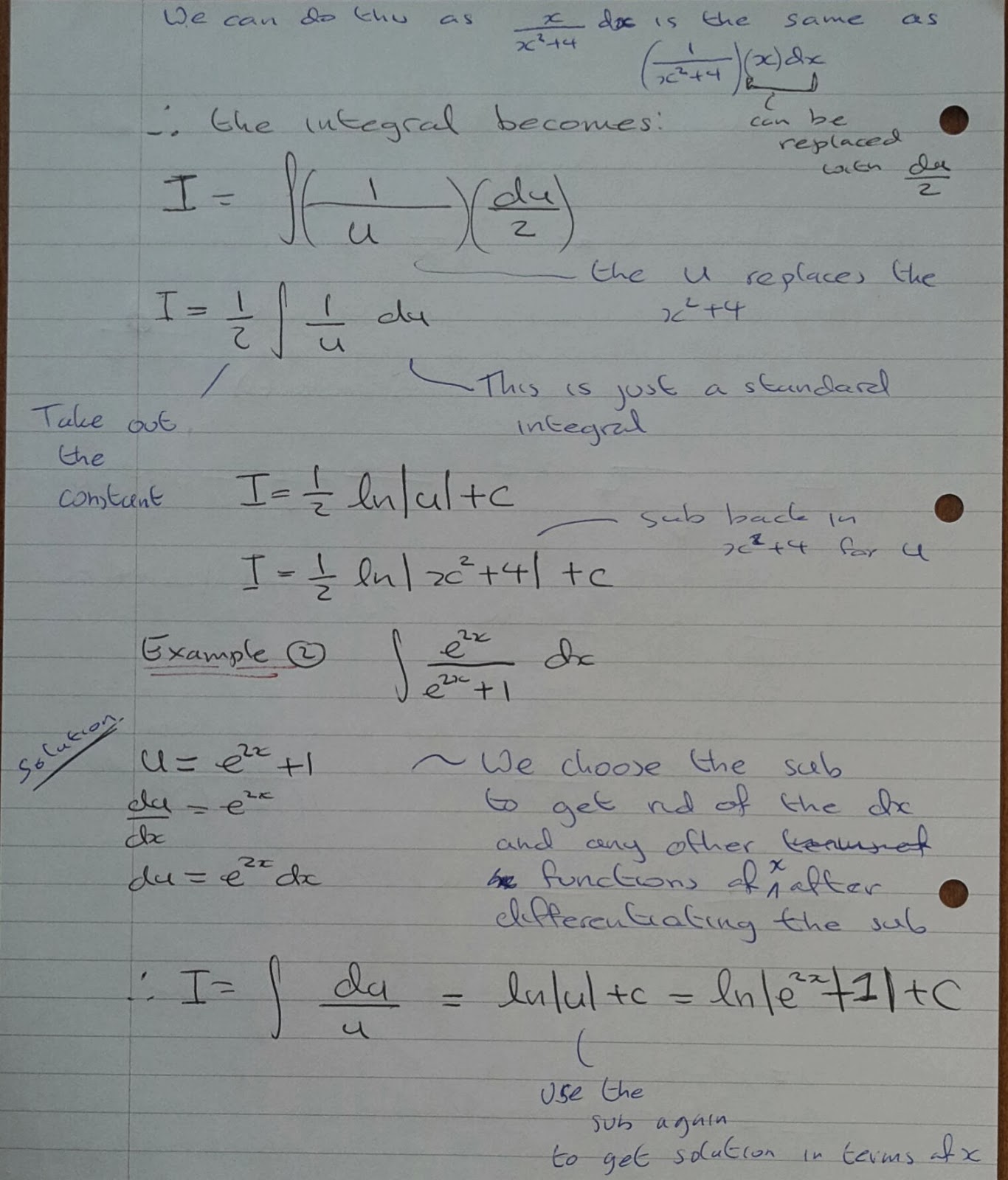 A Level Maths Notes: A2 Integration II: Substitution - Rational functions