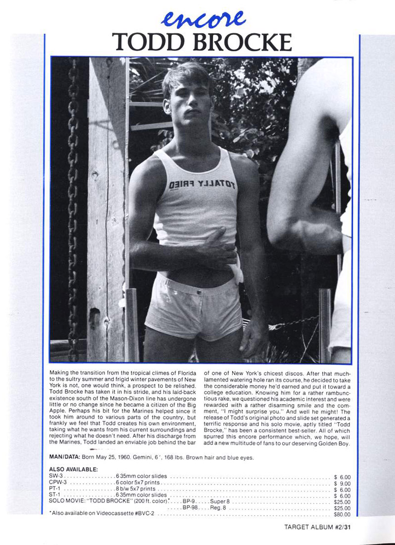 MALE MODELS FROM THE PAST: TODD BROCKE (Target Studio Model)