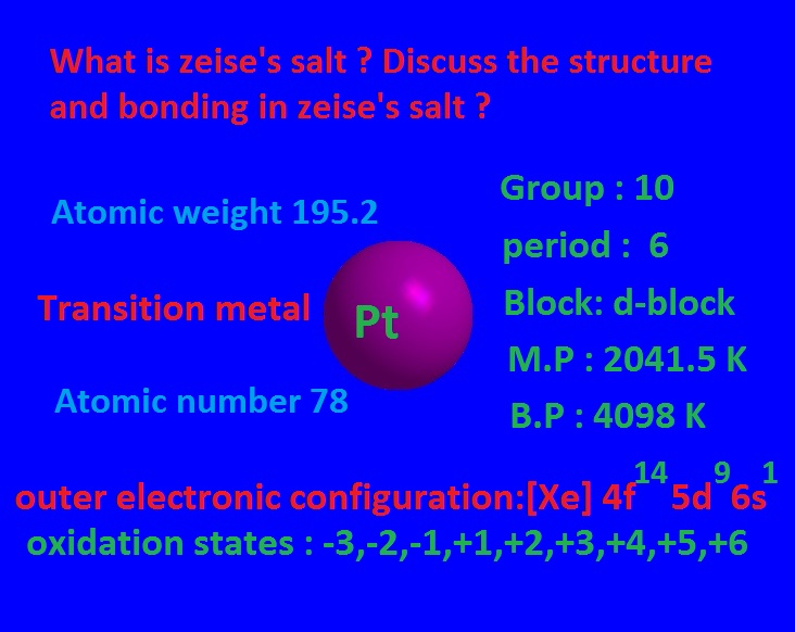 What is Zeise’s salt ? Discuss the structure and bonding of Zeise’s ...