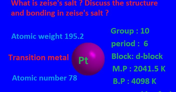 What is Zeise’s salt ? Discuss the structure and bonding of Zeise’s ...