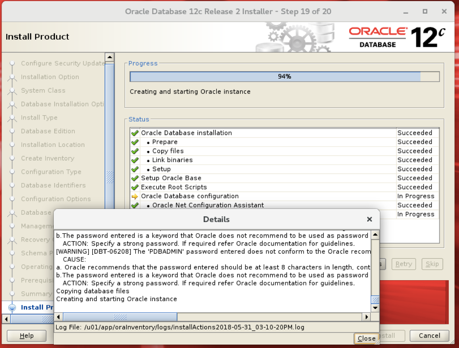 How to install and configure Oracle Database 12.2.0.1 on OEL 7.5 server
