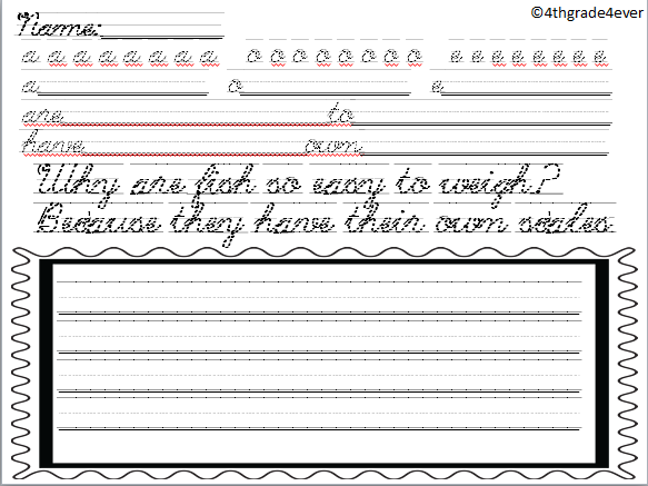 4th Grade 4ever: Cursive Joke Book: 35 weeks of Cursive