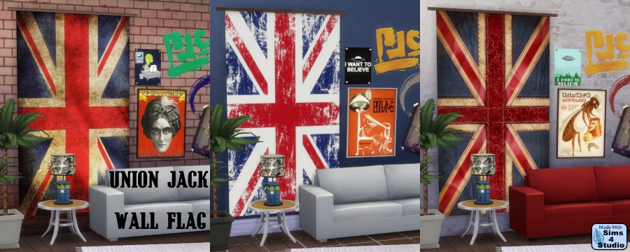 Union Jack Wall Flags by OM - Sims Find CC >> Custom Content Search and ...