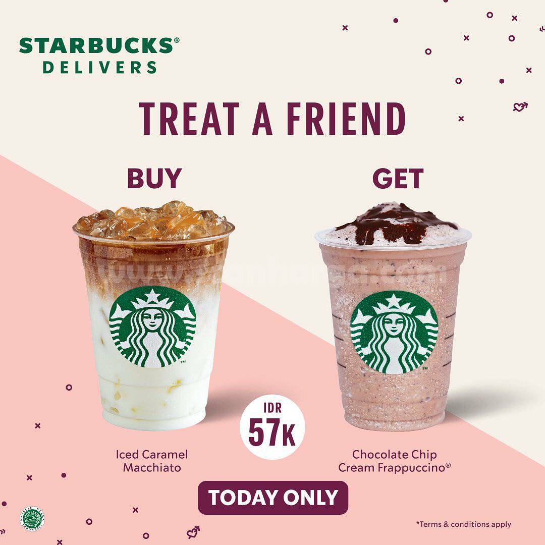 STARBUCKS TREAT A FRIEND! Promo Beli 1 Gratis 1 - scanharga