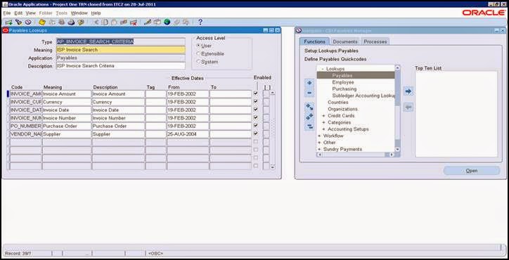 Oracle Applications: Oracle R12 Account Payables Screen Shots