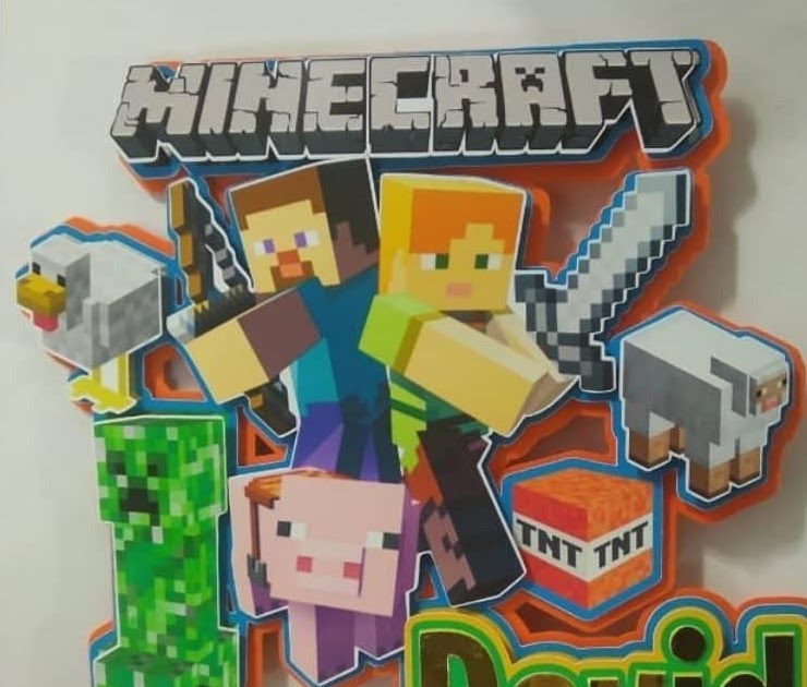 Topper 3D Minecraft David - Mis Toppers Tus Toppers