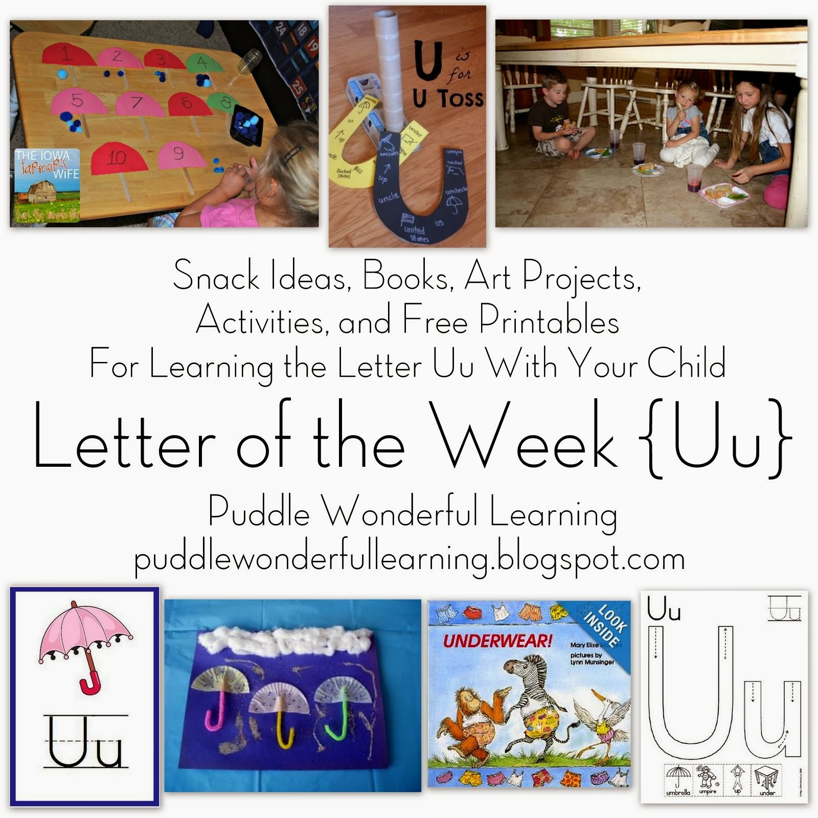 Puddle Wonderful Learning: Letter of the Week {Uu}
