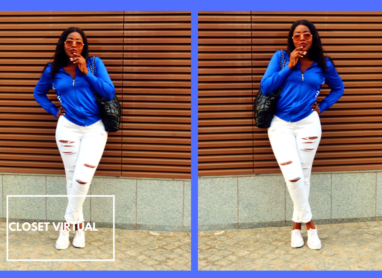 Closet Virtual: Look - Adidas blue track jacket