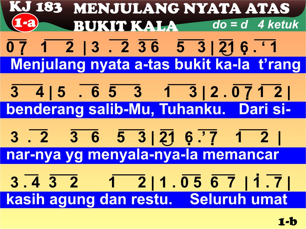 Lirik dan Not Kidung Jemaat 183 Menjulang Nyata Atas Bukit Kala