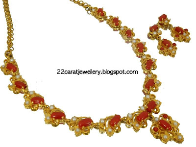 Coral Necklace Set - Jewellery Designs