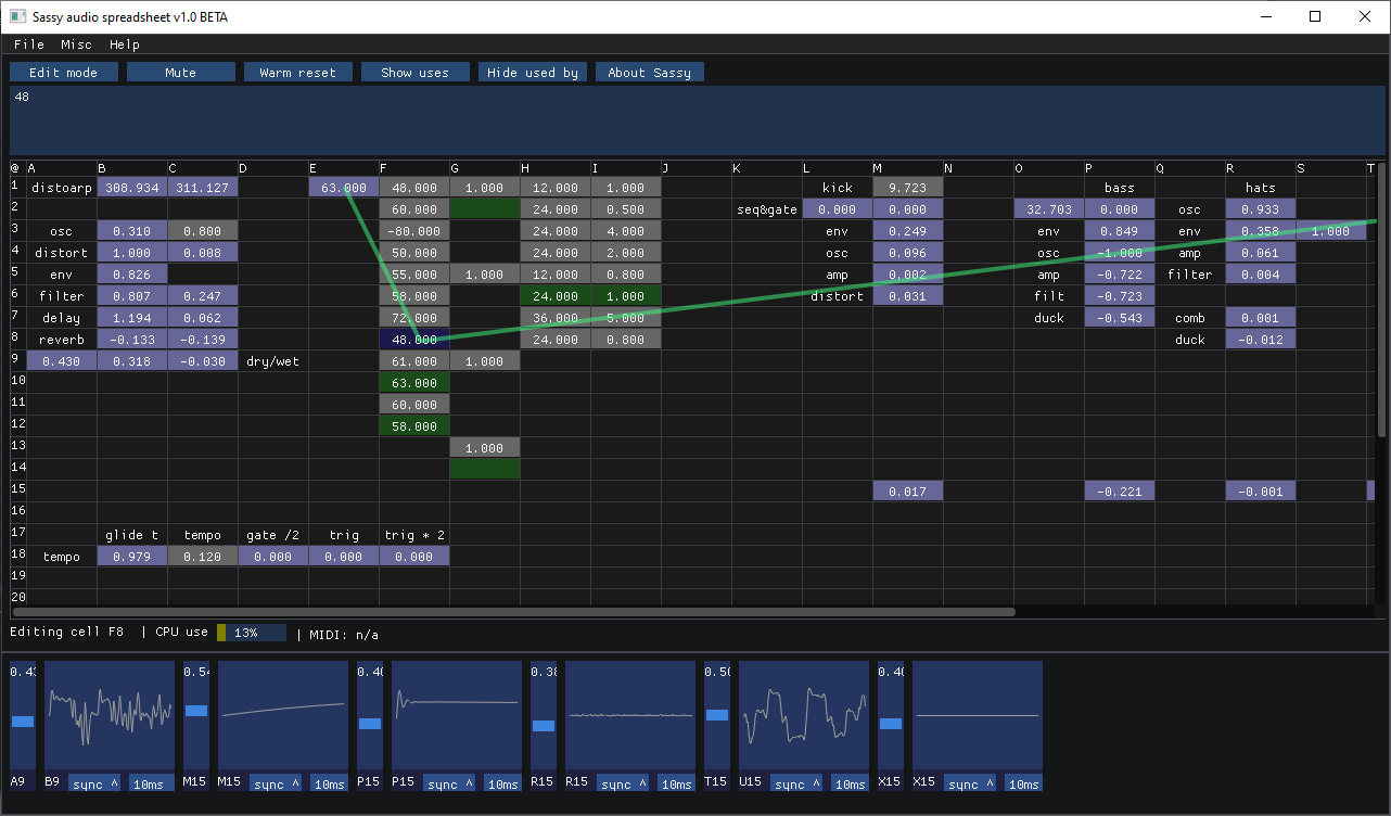 MATRIXSYNTH: Meet Sassy - the Audio Spreadsheet Synthesizer