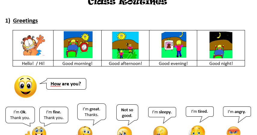 English Corner: Class Routines
