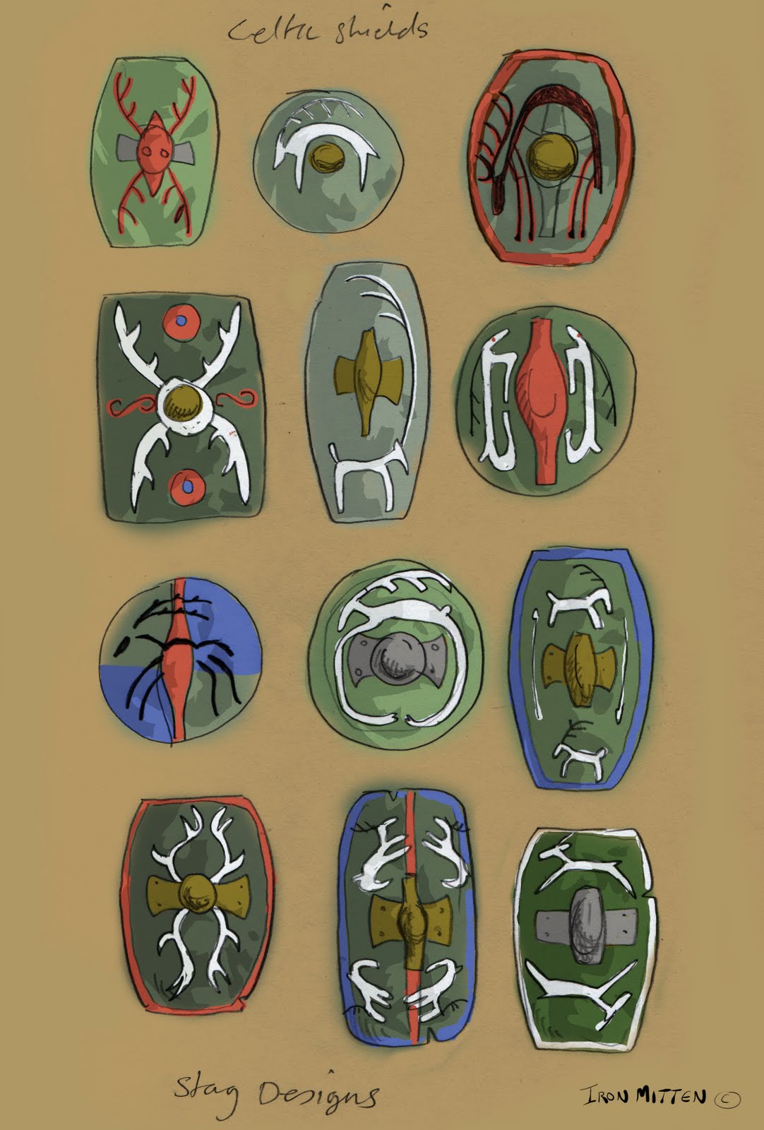 iron mitten: Celtic Shields.