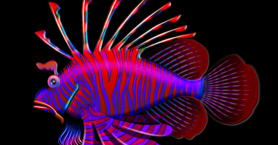 CommuniCats: Fire fish graphic vector drawing