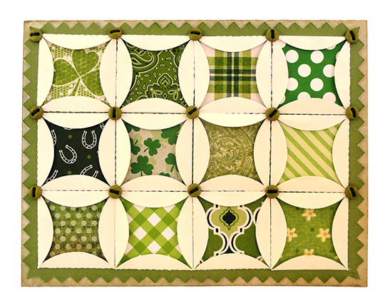 Needles 'n' Knowledge: Patchwork Cathedral Windows 5x7 Card