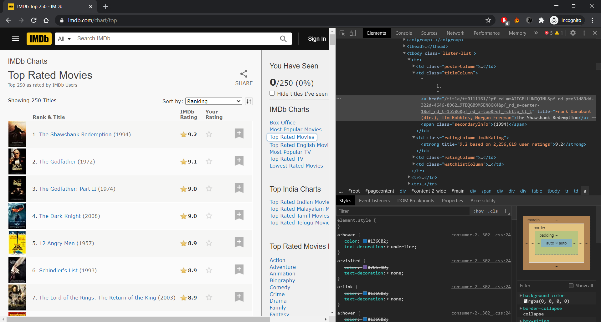 Scraping Billboard and IMDB using python Selenium