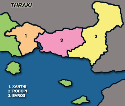 Thrace Map Province Area | Map of Greece Regional Political Province