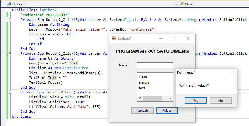 Contoh Latihan dan Kasus Menggunakan Array Satu Dimensi pada VB.NET