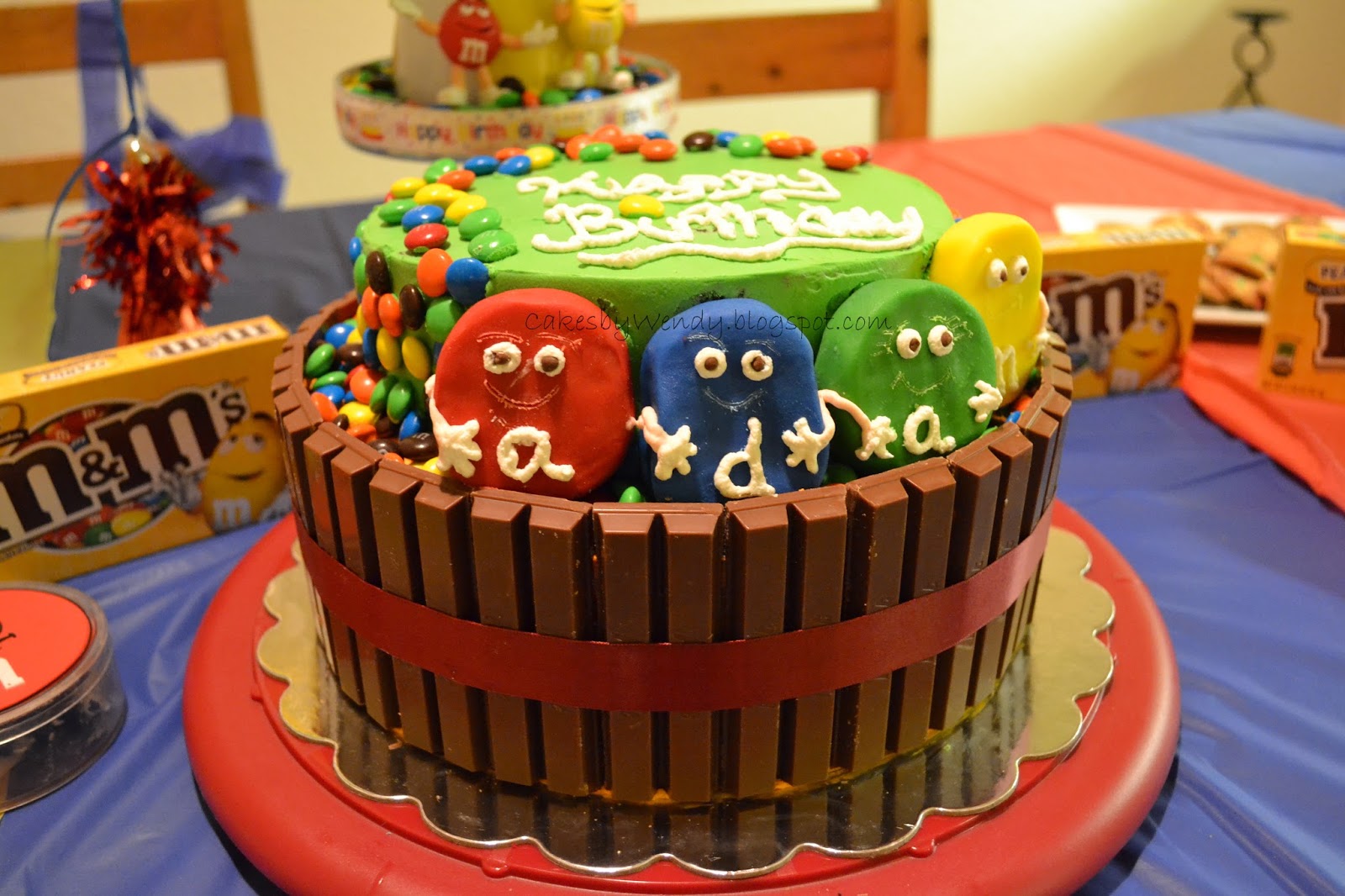 Decorating One Cake at a Time.......: M&M Cake for my candy loving nephew!!