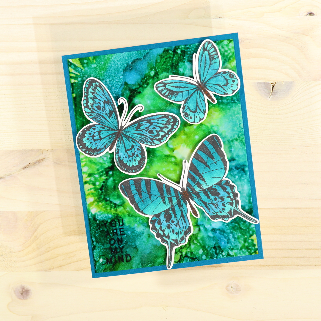 Alcohol Ink Cards | SSS Beautiful Butterflies | Maria's 100 Sub Hop