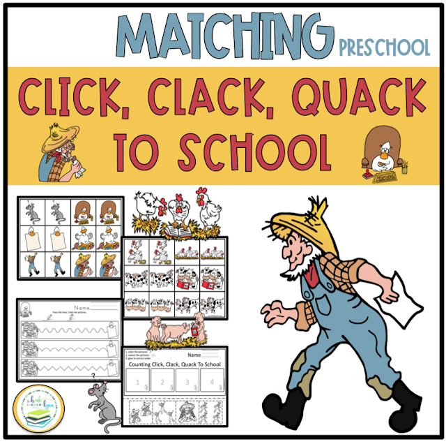 CLICK, CLACK, QUACK TO SCHOOL MATCHING CARDS, COUNTING AND TRACING ...