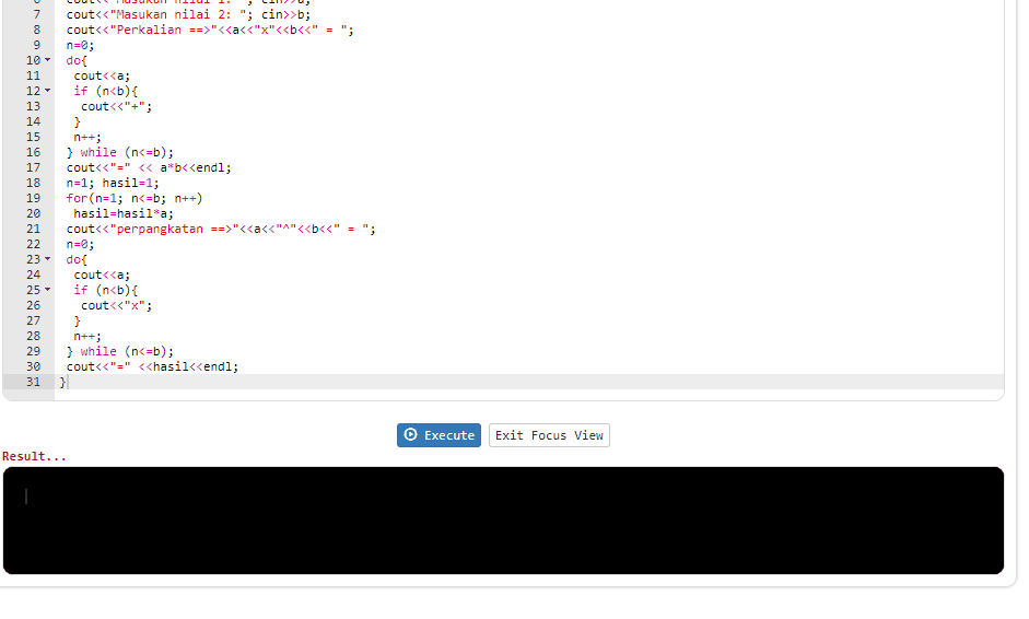 Contoh Program C++ : Program Perpangkatan Dengan Do While