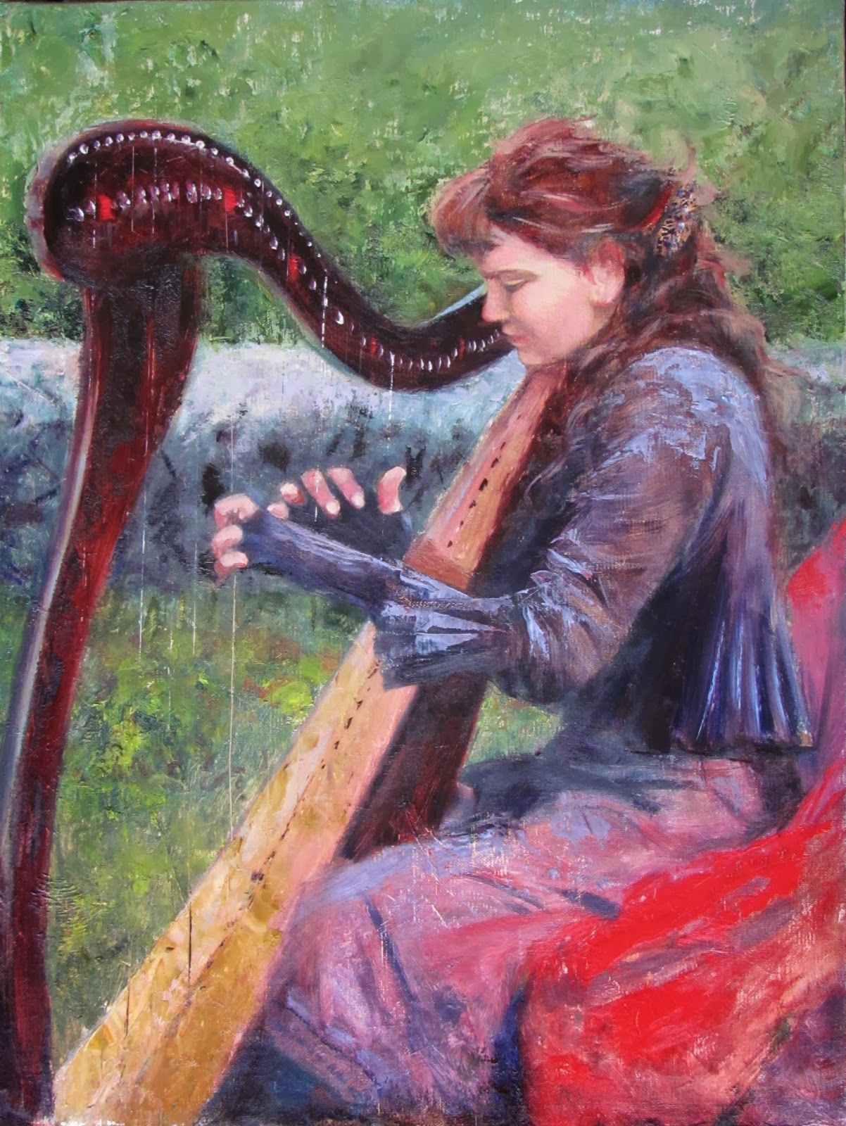 MAUREEN VEZINA OIL PAINTER: Harpist at Cliffs of Moher