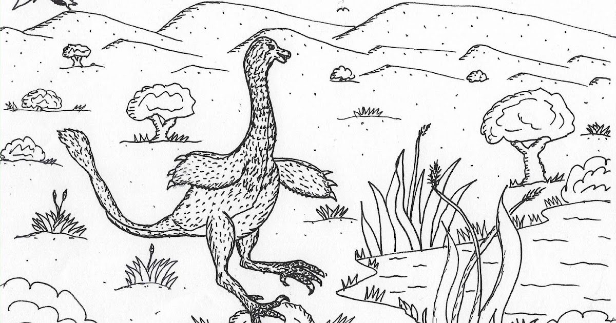 Robin's Great Coloring Pages: Halszkaraptor the Swimming Raptor Dinosaur