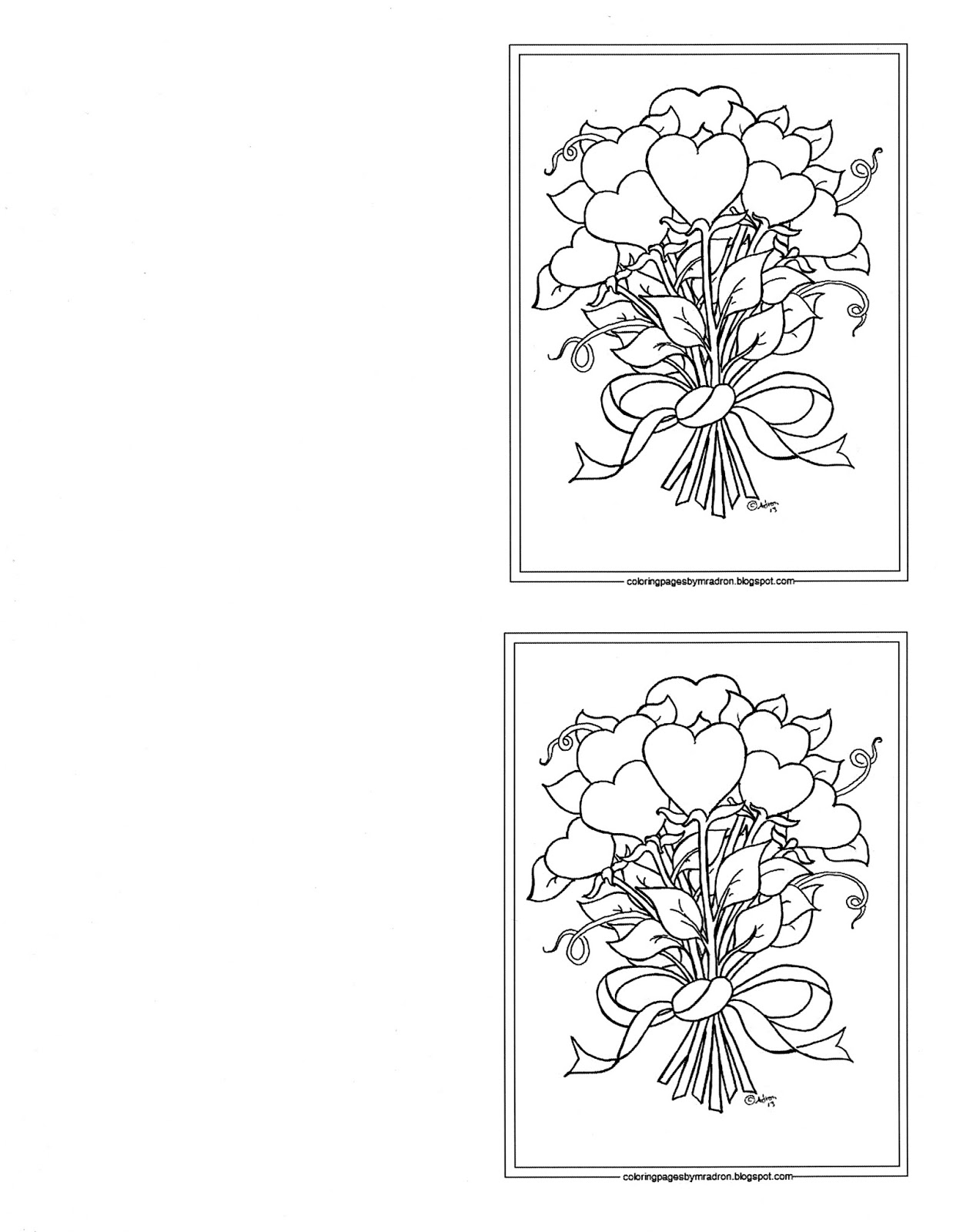Coloring Pages for Kids by Mr. Adron: Hearts in Flowers Bouquet ...