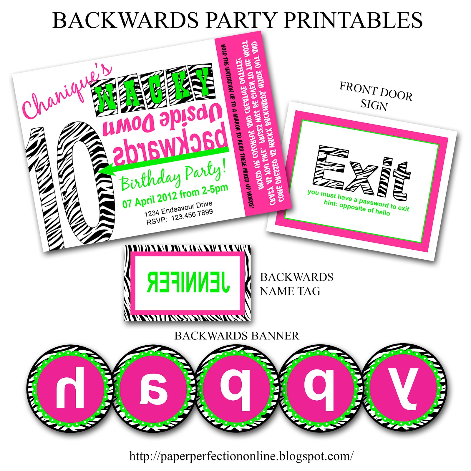 Paper Perfection: Custom Backwards Party Printables
