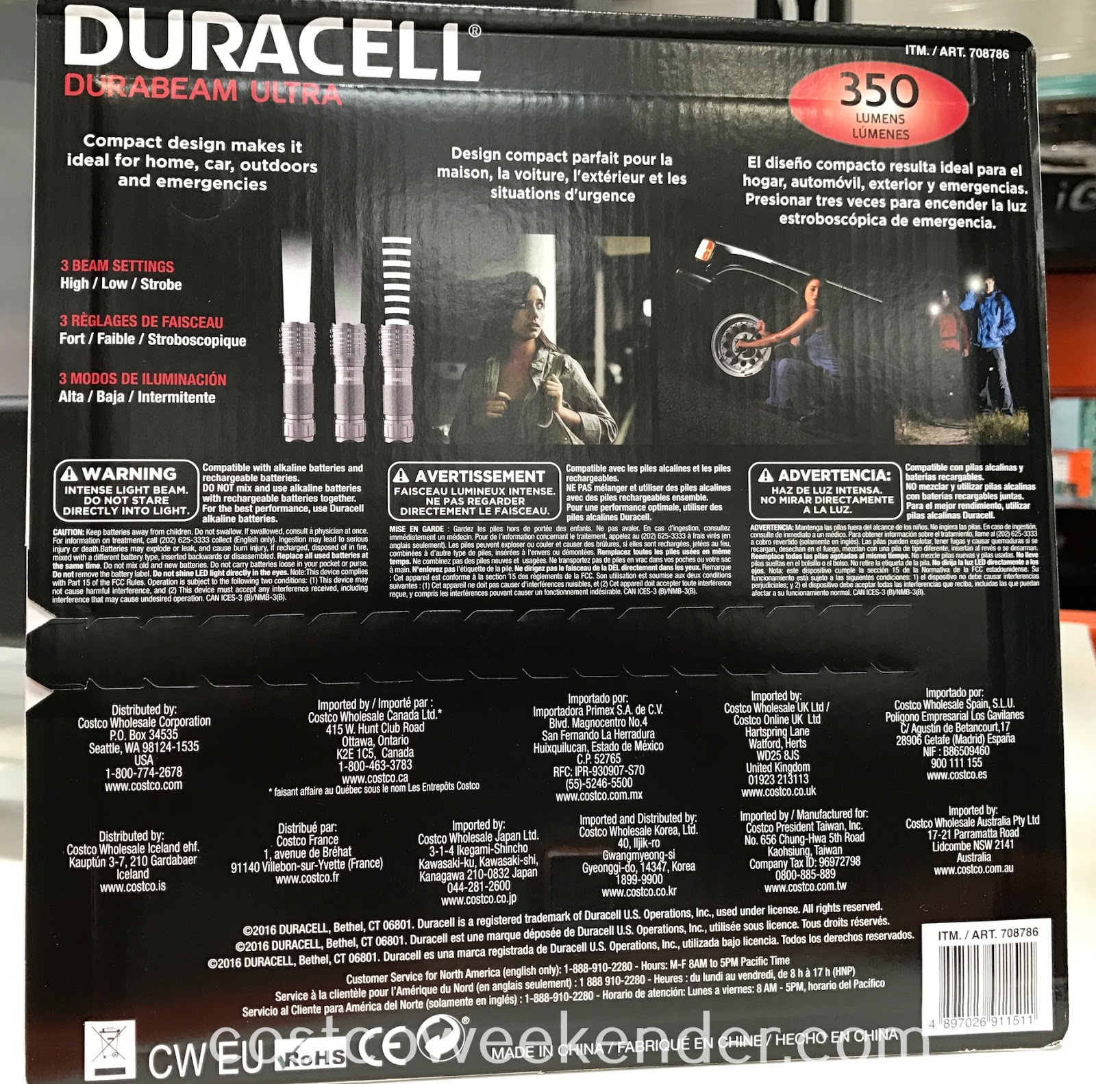 Duracell Durabeam Ultra LED Flashlight 350 Lumens (4 pack) | Costco ...