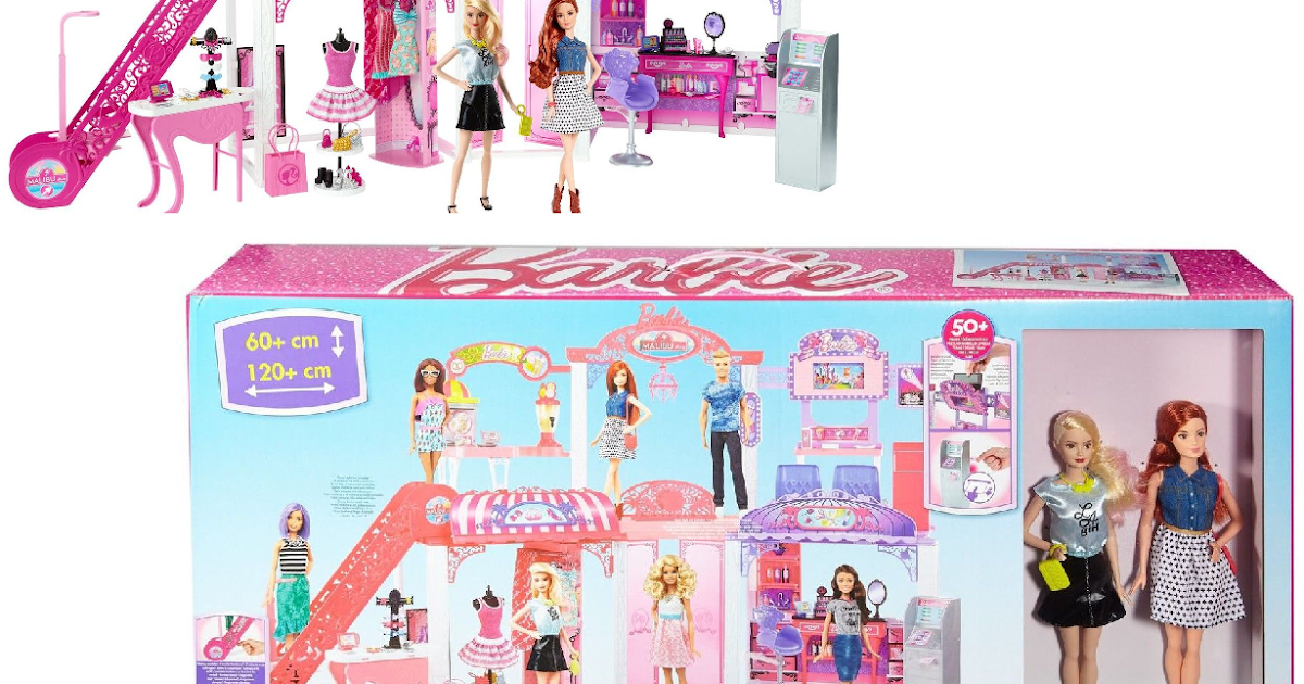 Barbie Malibu Ave 2-Story Mall Playset with 2 Dolls and 50+ Pieces - 2 ...