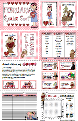 Sailing Through 1st Grade: February Syllable Sort, Word Search ...