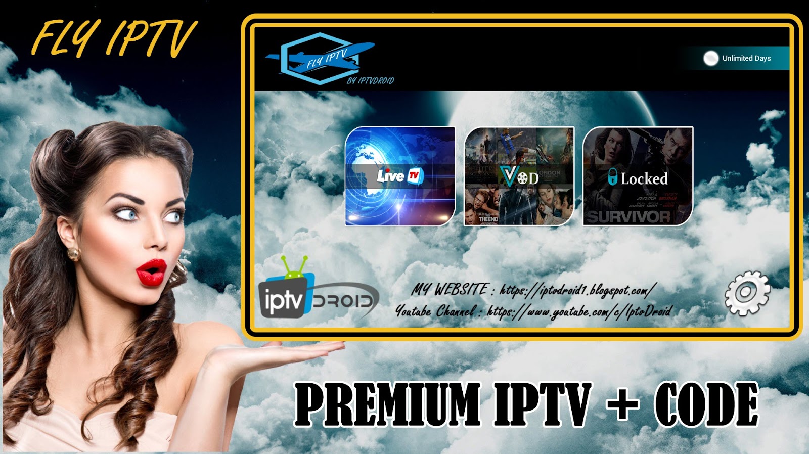 FLY IPTV : PREMIUM IPTV + OVER 2100 CHANNELS + CODE ( UNLIMITED DAYS & USERS) - IPTV DROID